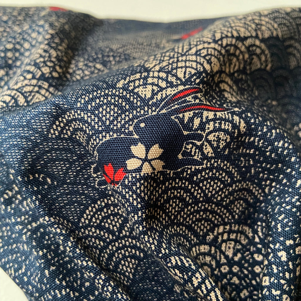 Head covering scarf, Japanese Rabbits Waves – Mercato NY